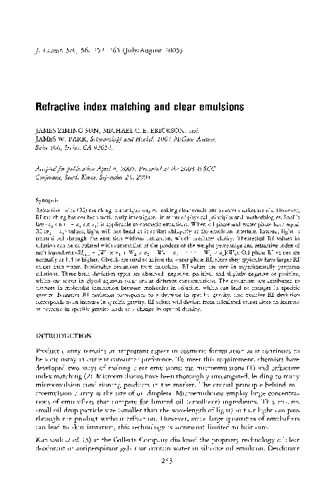 (PDF) Refractive index matching and clear emulsions