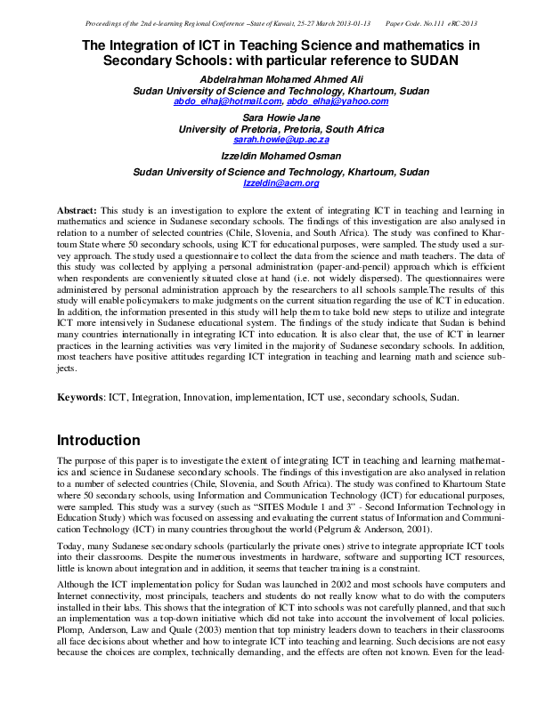 (PDF) The Integration of ICT in Teaching Science and mathematics in ...