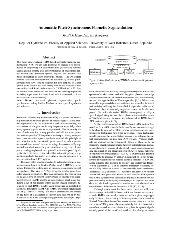 Pdf Automatic Pitch Synchronous Phonetic Segmentation 