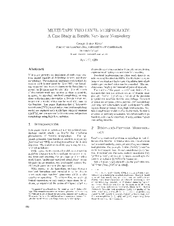 Multi-Tape Two-Level Morphology: A Case Study in Semitic Non-linear ...