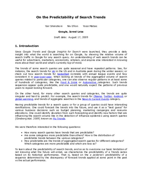(PDF) On the predictability of search trends