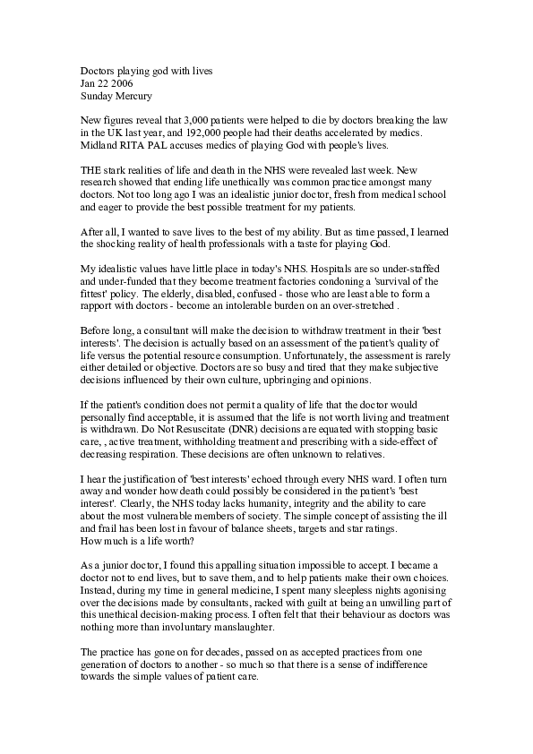 (DOC) Doctors Playing God.