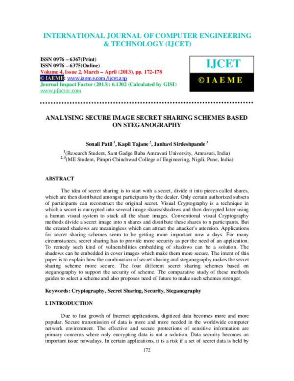 Pdf Analysing Secure Image Secret Sharing Schemes Based On Steganography