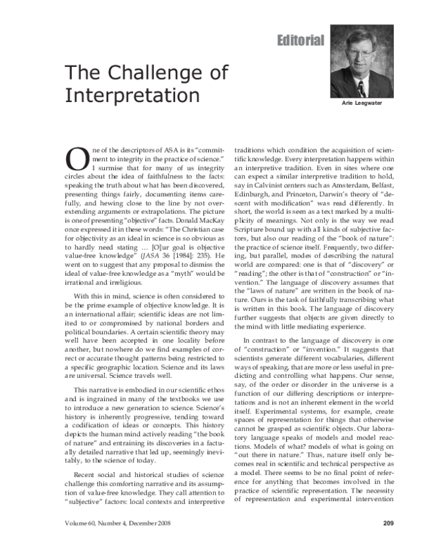(PDF) The Challenge of Interpretation