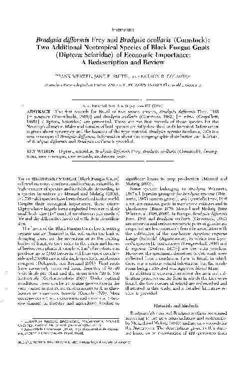 (PDF) Bradysia diffounis Frey and Bradysia ocellaris (Comstock): Two ...