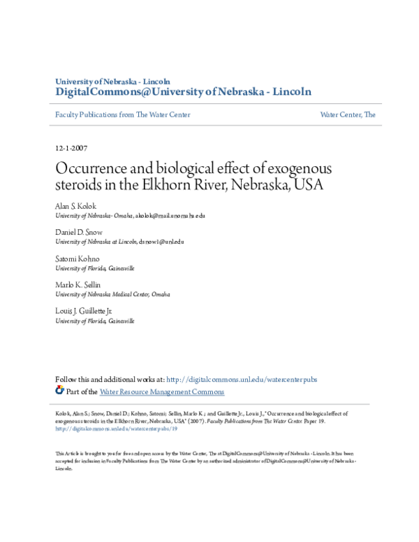 (PDF) Occurrence and biological effect of exogenous steroids in the ...