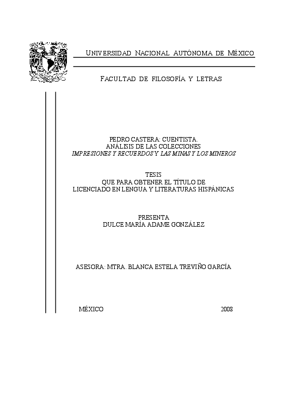 (PDF) Pedro Castera: cuentista. Análisis de las colecciones Impresiones ...