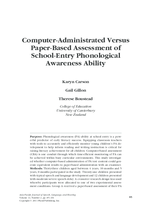 (PDF) Computer-Administered Versus Paper-Based Assessment of School ...