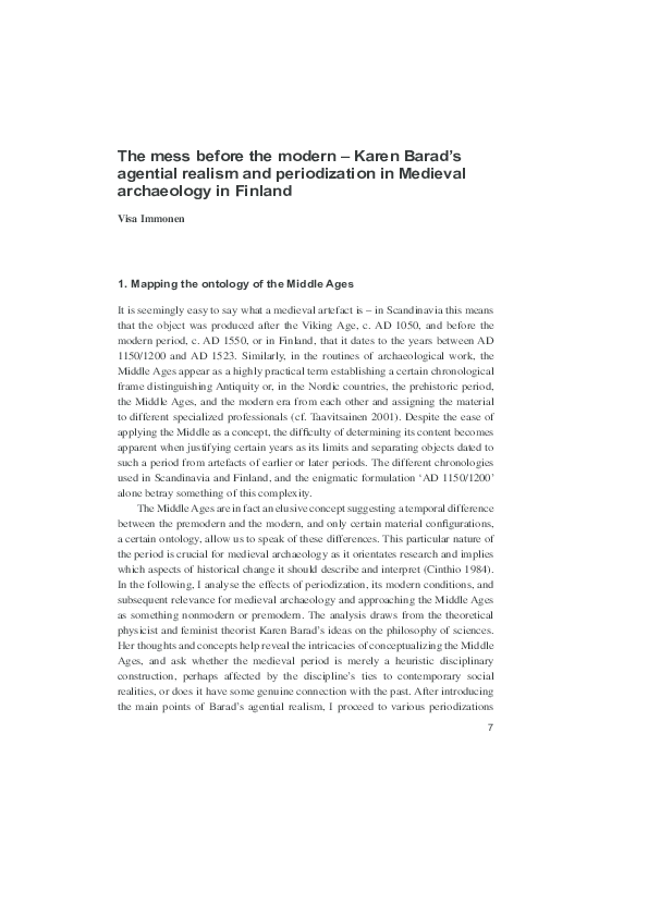 (PDF) The mess before the modern – Karen Barad’s agential realism, and ...