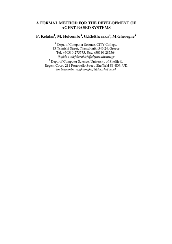 (PDF) A formal method for the development of agent-based systems