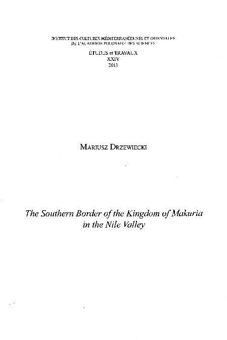 (PDF) The Southern Border of the Kingdom of Makuria in the Nile Valley