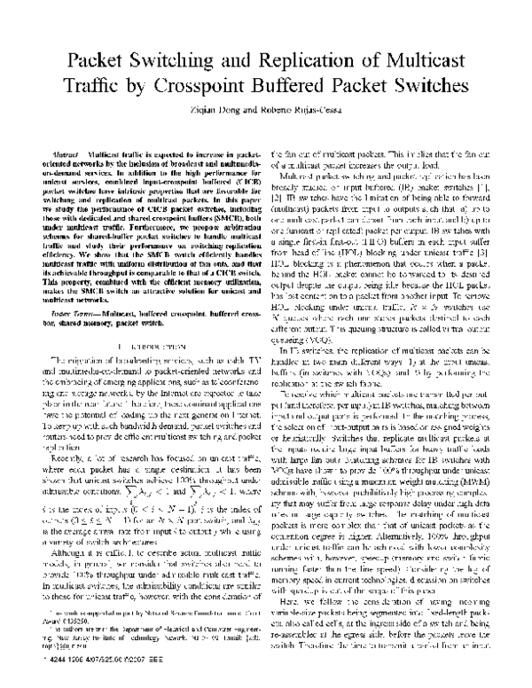 Pdf Packet Switching And Replication Of Multicast Traffic By