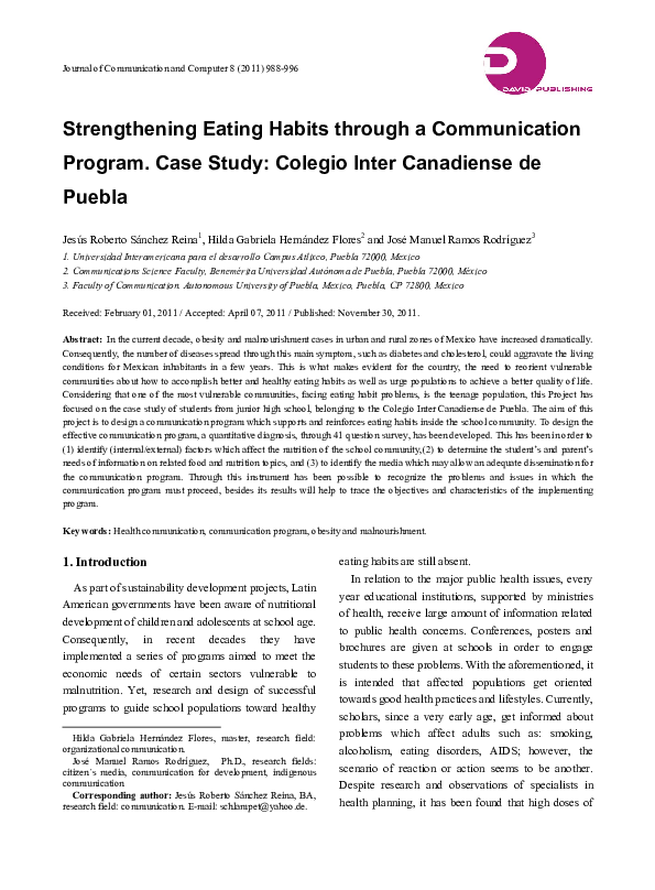 (PDF) Strengthening Eating Habits through a Communication Program. Case ...