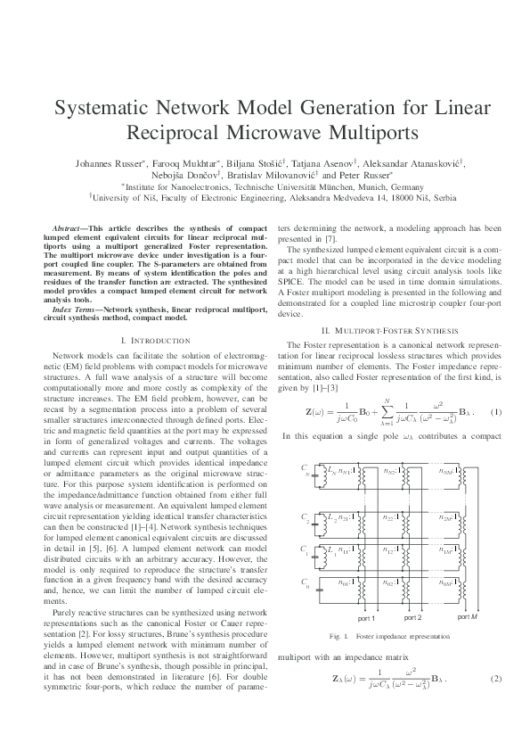 (PDF) Systematic Network Model Generation for Linear Reciprocal ...