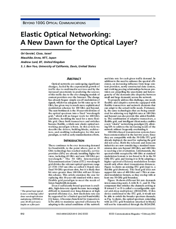 Pdf Elastic Optical Networking A New Dawn For The Optical Layer
