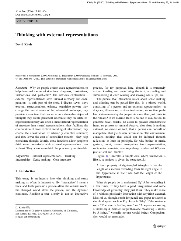 (PDF) Thinking with External Representations