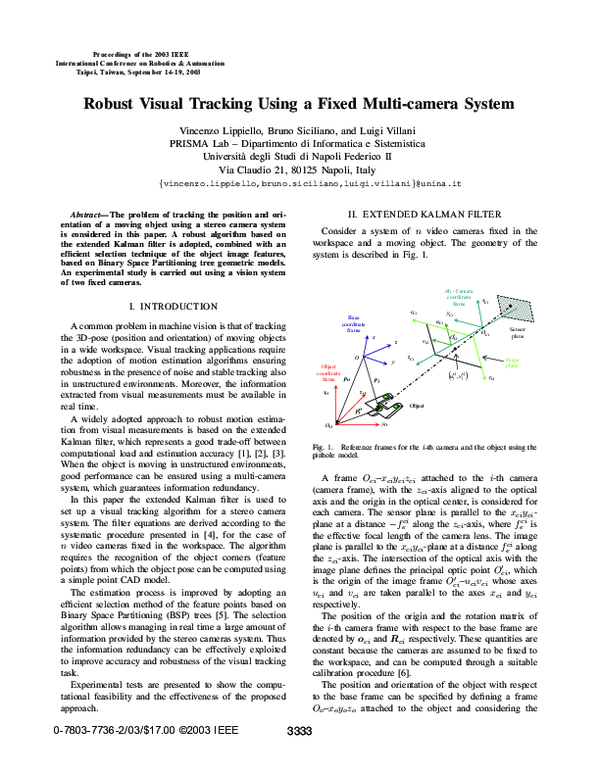 (PDF) Robust visual tracking using a fixed multi-camera system