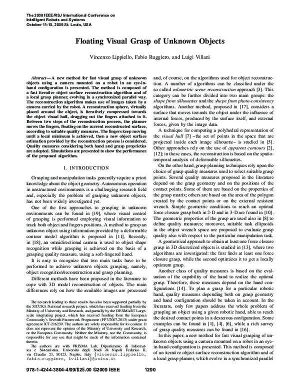 (PDF) Floating visual grasp of unknown objects