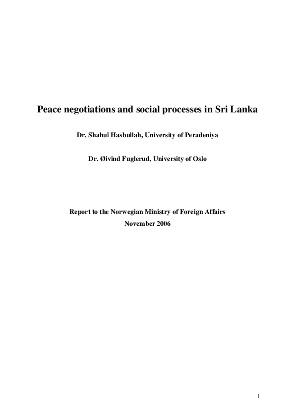 (PDF) Peace negotiations and social processes in Sri Lanka