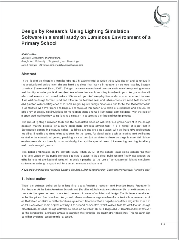 (PDF) Design by Research: Using Lighting Simulation Software in a small ...
