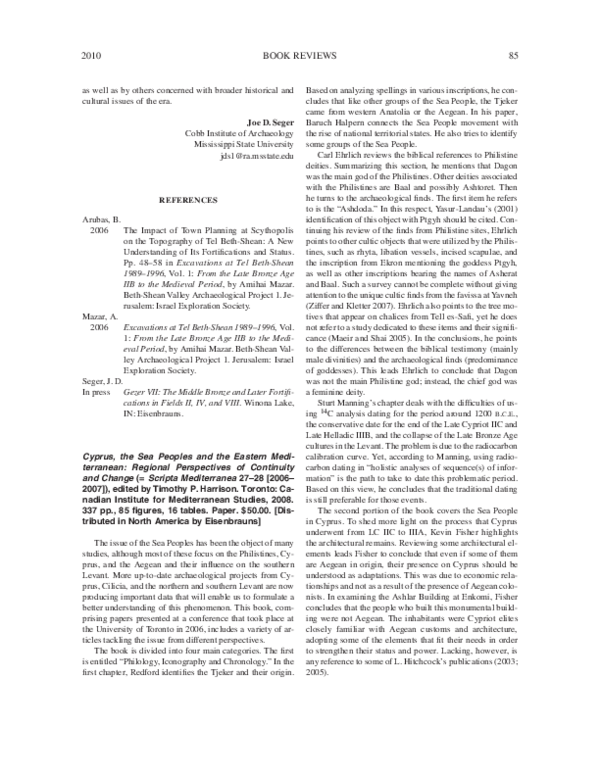 (PDF) Book Review: Cyprus, the Sea Peoples and the Eastern ...