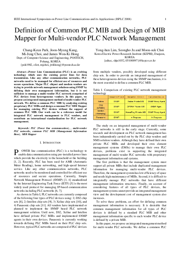 (PDF) Definition of common PLC MIB and design of MIB Mapper for multi ...