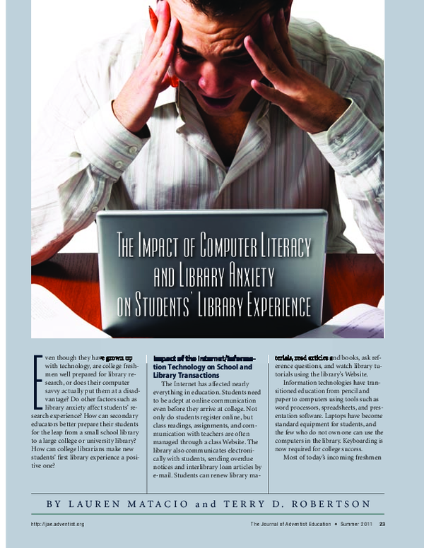(PDF) The Impact of Computer Literacy and Library Anxiety on Students ...