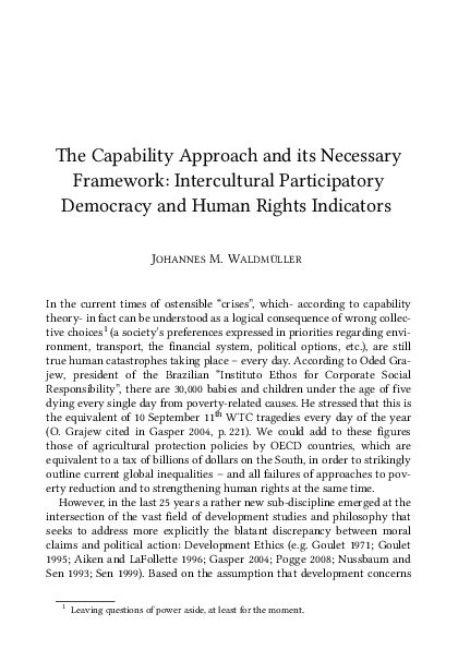 The Capability Approach and its Necessary Framework: Intercultural ...