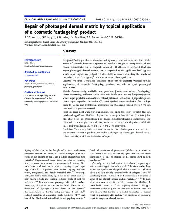 (PDF) Repair of photoaged dermal matrix by topical application of a ...