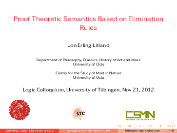 (PDF) Proof-Theoretic Semantics Based on Elimination Rules