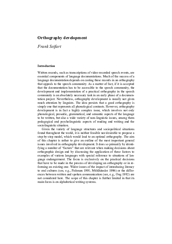 (PDF) Orthography development