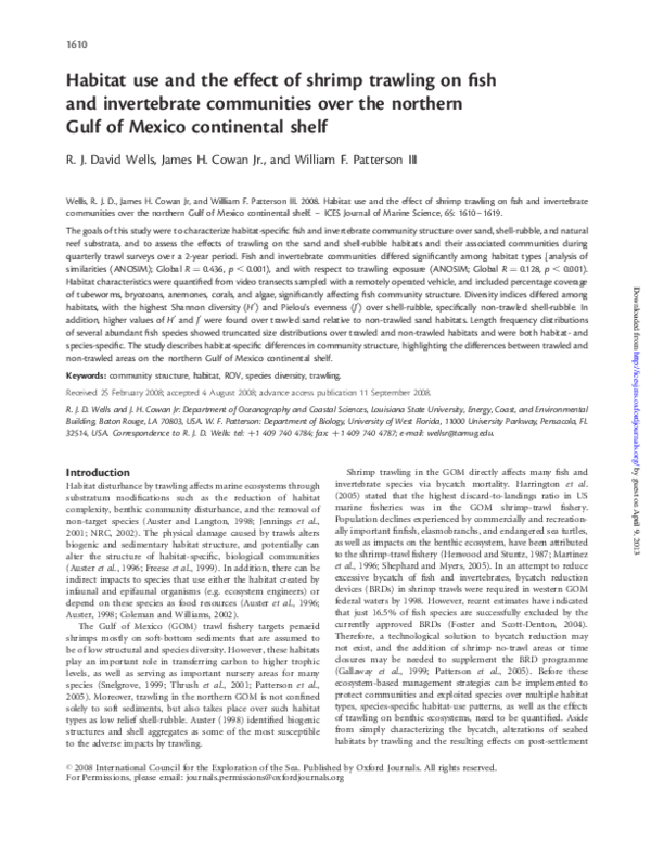 (PDF) Habitat use and the effect of shrimp trawling on fish and ...