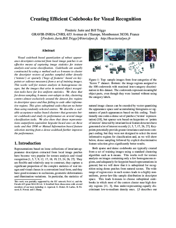 Pdf Creating Efficient Codebooks For Visual Recognition