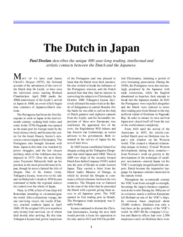 (PDF) The Dutch in Japan, in the book World History Volume II 1500 to ...