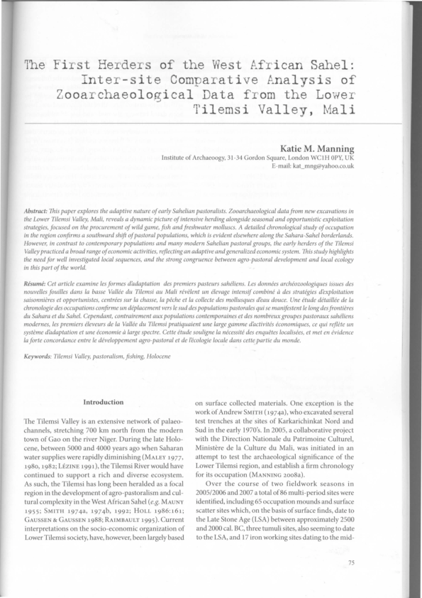 (PDF) The first herders of the West African Sahel: inter-site ...