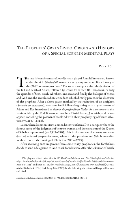 (PDF) The Prophets’ Cry in Limbo: Origin and History of a Special Scene ...