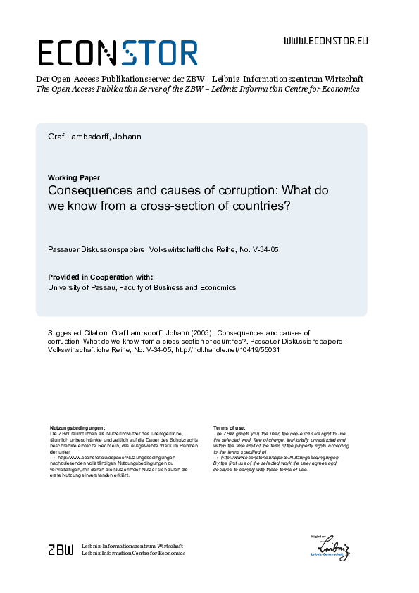 (PDF) Consequences and causes of corruption: What do we know from a ...