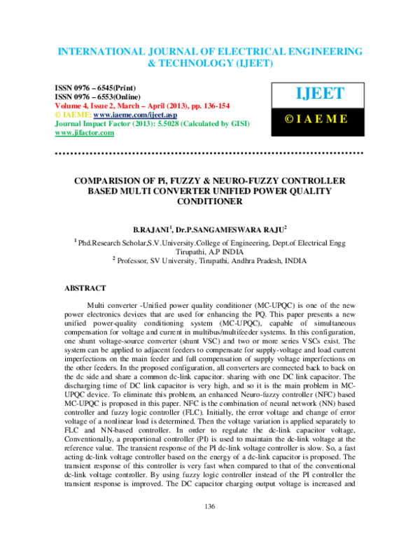 Pdf Comparision Of Pi Fuzzy And Neuro Fuzzy Controller Based Multi