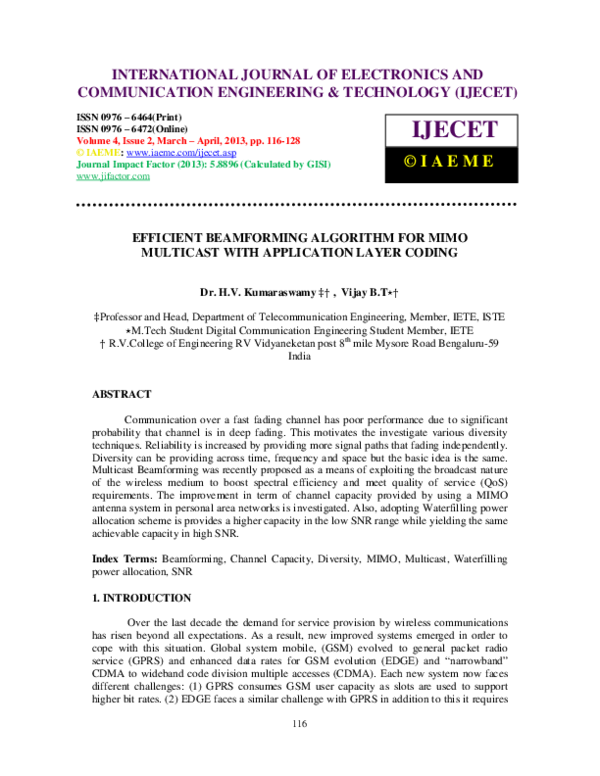 Pdf Mimo Multicast Beamforming For Qos Enhancement 1174