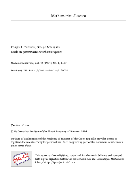 Pdf Boolean Powers And Stochastic Spaces