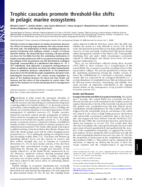 (PDF) Trophic cascades promote threshold-like shifts in pelagic marine ...