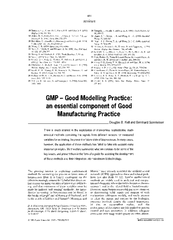 (PDF) GMP — good modelling practice: an essential component of good ...