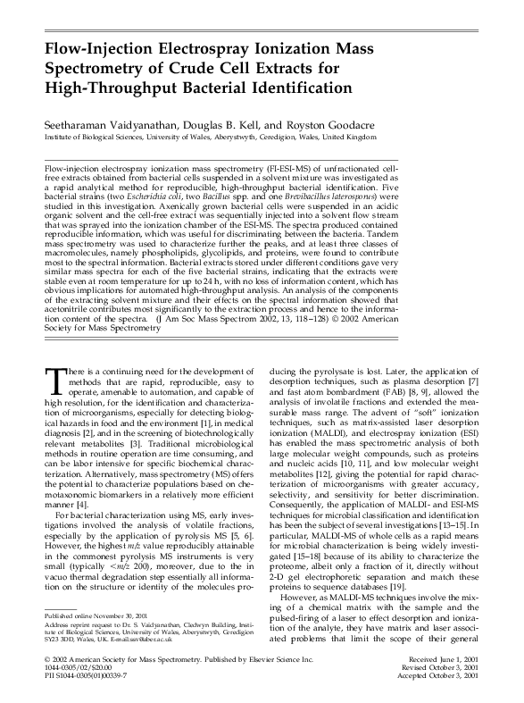 (PDF) Flow-injection electrospray ionization mass spectrometry of crude ...