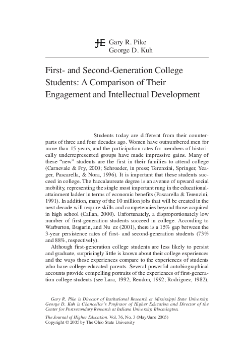 (PDF) First-and second-generation college students: A comparison of ...