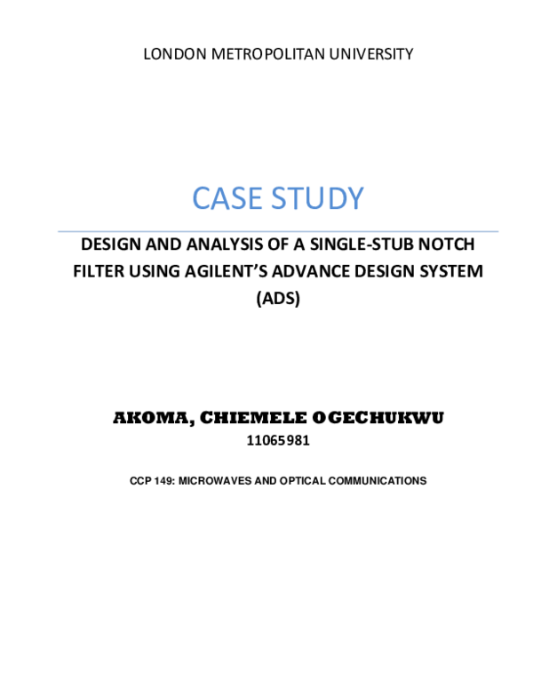 (PDF) DESIGN AND ANALYSIS OF A SINGLE-STUB NOTCH FILTER USING AGILENT’S ...