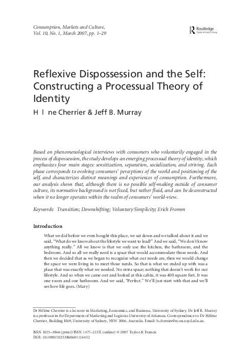 (PDF) Reflexive dispossession and the self: constructing a processual ...
