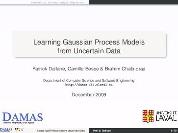 (PDF) Learning Gaussian Process Models from Uncertain Data