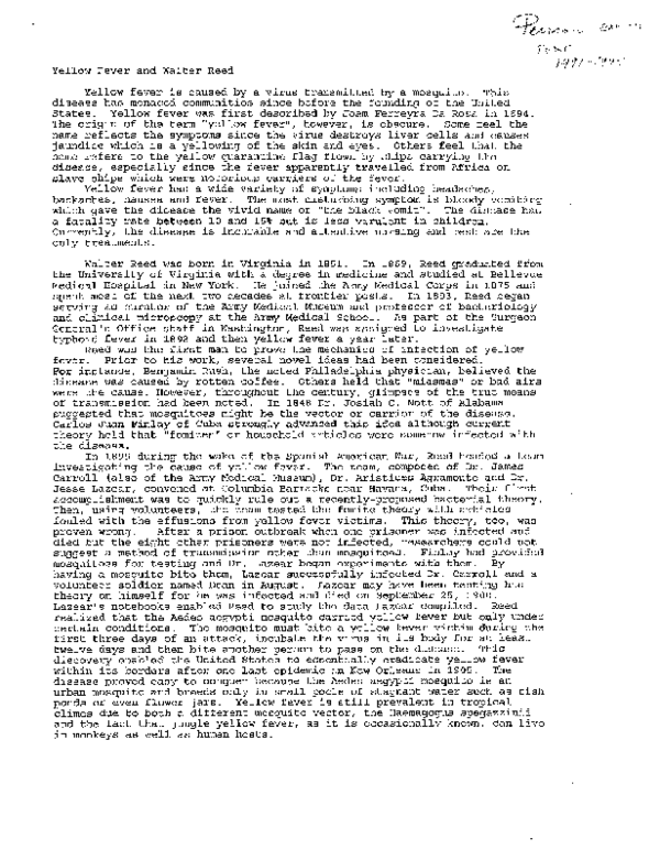 (PDF) "Yellow Fever And Walter Reed," "Typhus In the World Wars" and ...