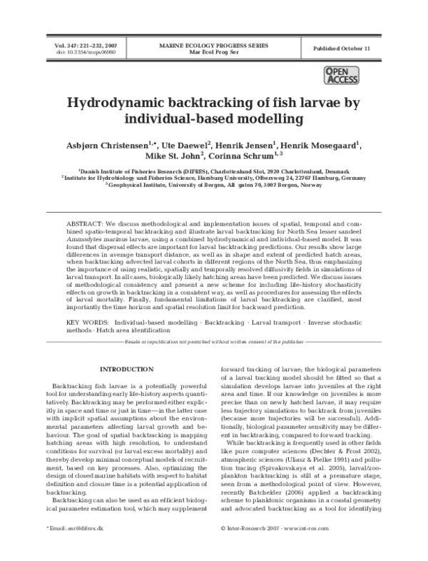 (PDF) Hydrodynamic backtracking of fish larvae by individual-based ...