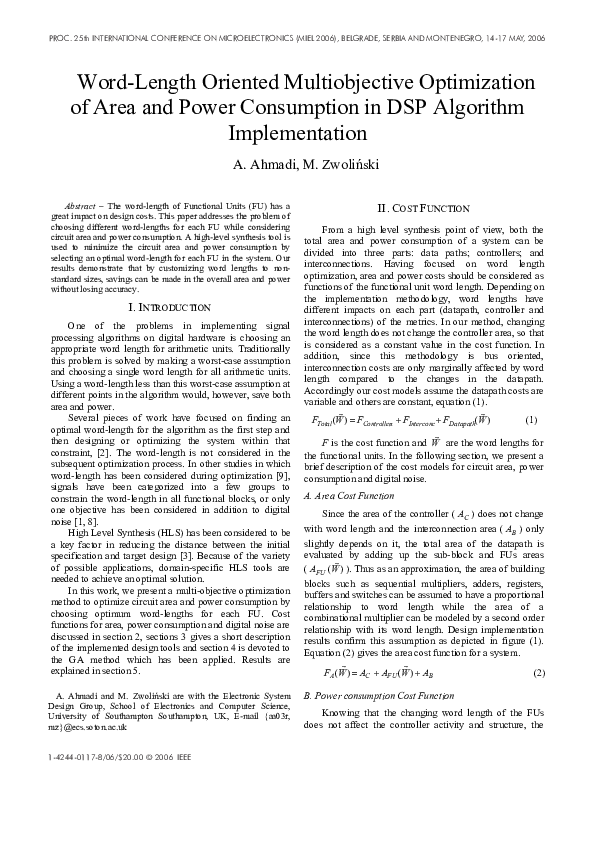 (PDF) Word-Length Oriented Multiobjective Optimization of Area and Power Consumption in DSP ...